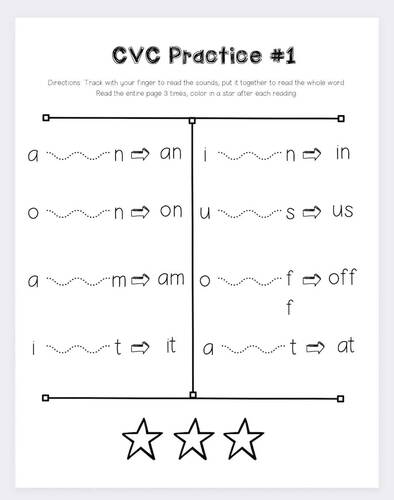 Kindergarten Fundations Aligned CVC Practice by Wishful Learning by ...