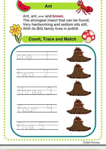 Insects: Poems, Coloring Pages, Tracing, Counting and Playdough Mats