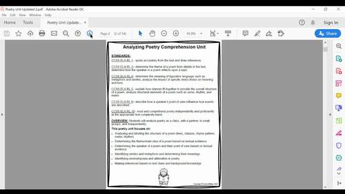 Poetry Unit: Analyzing and Comprehending Poems- DIGITAL TOO- 4th, 5th, 6th