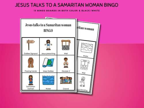 Jesus talks to a Samaritan woman Bingo Set for Kids, Jesus and the ...