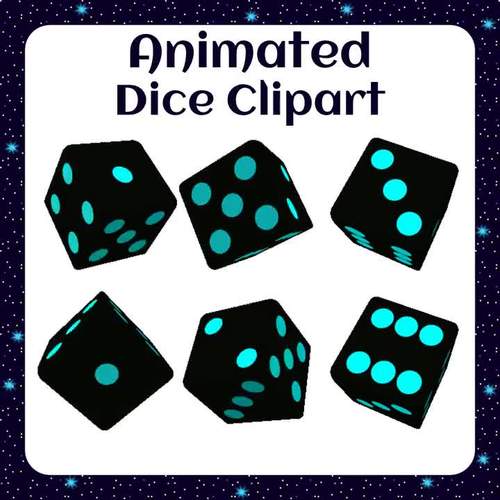 Digital Dice GIFs - Animated Clipart – Black with Turquoise Dots