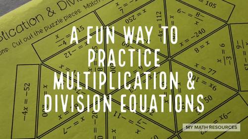 Multiplication & Division Equations w/ Integers Puzzle by Amy Harrison