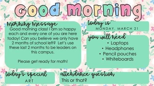 SPRING Themed Morning Slides / Daily Slide Template (for Google ...