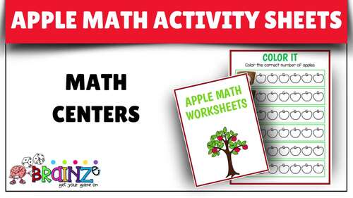 Apple Counting Math K-1st grade Math Review Worksheets Apple Theme by ...