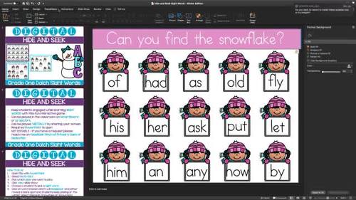 Digital Hide and Seek - Grade one Dolch Sight Words VIRTUAL & IN CLASS game