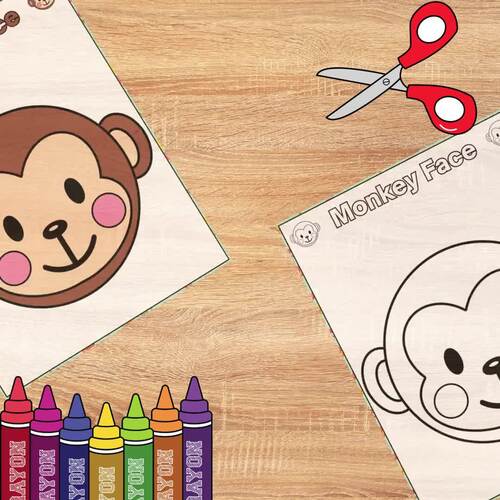 Monkey Face Craft Template-Zoo Jungle Animals Bulletin Board Craft-Cut ...