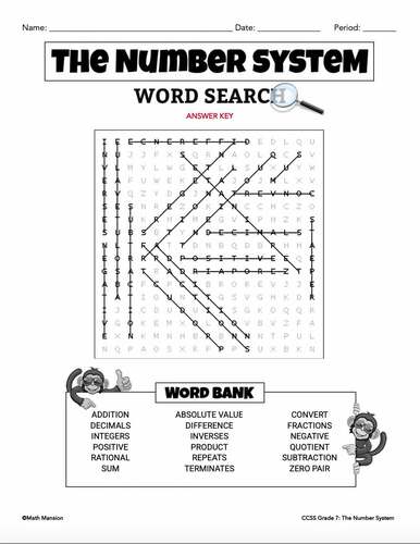 7th Grade Math Vocabulary Word Search Puzzles (8-pack) - Common Core ...