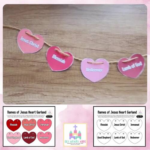Valentine’s Day Heart Garland : Names of Jesus Craft | Sunday School ...