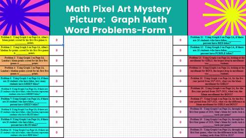 Graph Math-Pixel Art Mystery Pic-5th Grade Math Review: Word Problems ...