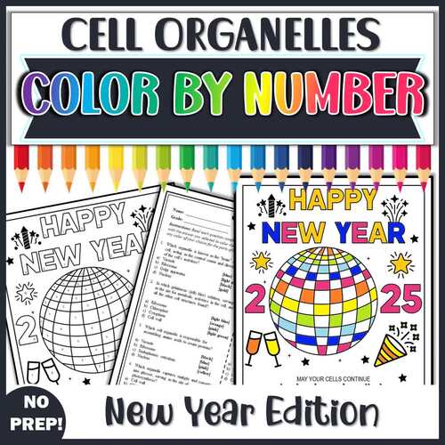 Cell Organelles New Year's 2025 Color by Number |Science Biology Review ...
