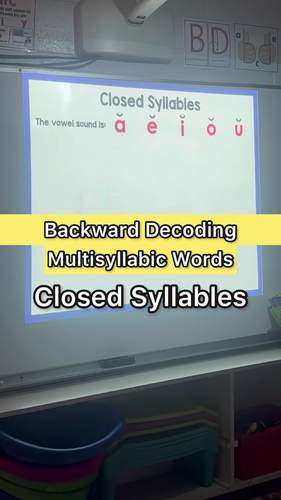 Closed Syllables Backward Decoding | Multisyllabic Word Reading | TPT