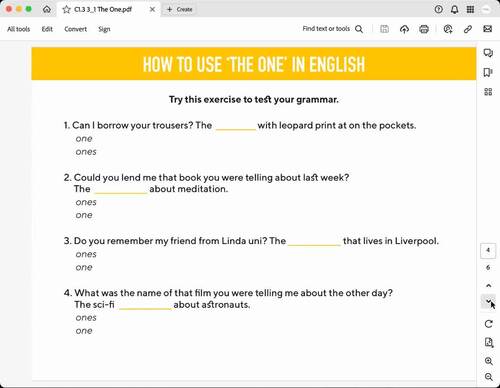 ESL Advanced Lesson: Learn How to Use 'The One' in English | TPT