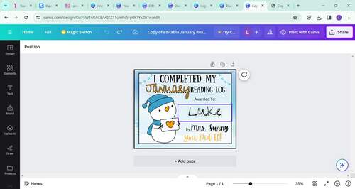 March Reading Log Certificate Award by Anointed Teacher | TPT