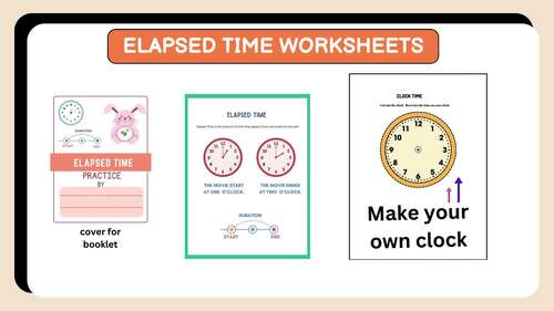 Elapsed Time Word Problems & Number Lines Analog Clock Worksheets