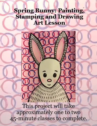 Paint Stamp and Draw a Spring Bunny Art Lesson by Studio Smart | TPT