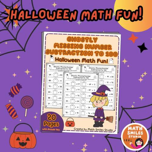 Ghostly Missing Number Subtraction to 100 | Halloween Math Fun | 2nd Grade