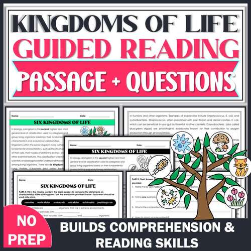 Six Kingdoms of Life Guided Reading Comprehension Passage & Questions ...