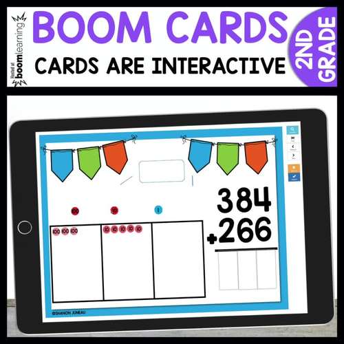 3 Digit Addition with Place Value Disks Practice Boom Cards | TPT