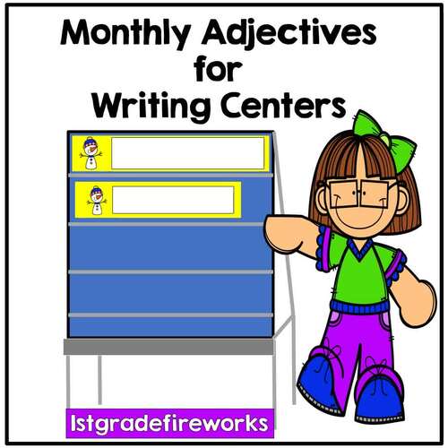 Monthly Adjective Word Cards for Writing Centers by 1stgradefireworks