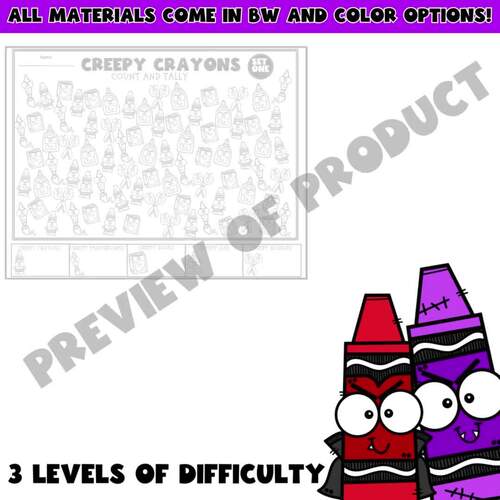 Creepy Crayon | Counting, Graphing and Tallying Activities | TPT
