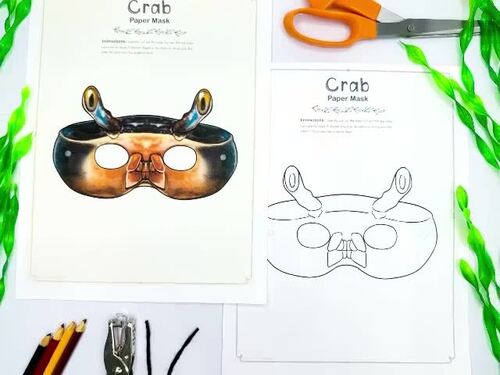 Crab | Paper Mask | Printable Craft | Crabs by Simply Schoolgirl