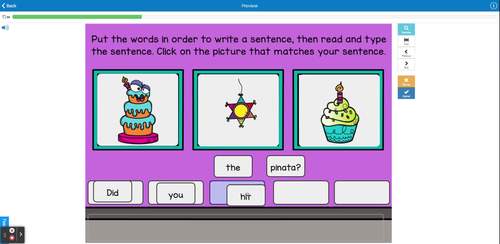 Boom Cards Birthday Build a Sentence Digital Literacy Center | TpT