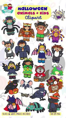 Halloween Animals & Kids in Costume Clip Art by Mister Clips | TPT
