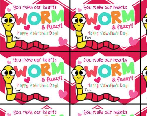 Gummy Worms Valentine's Day Gift Tag- You make my (our) heart(s) Worm ...