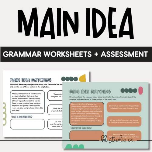 Main Idea Matching Worksheets — Informational Text Practice for Upper ...