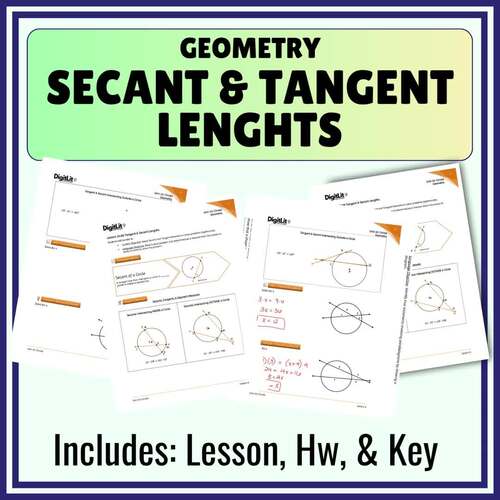 Secant & Tangent Lengths Guided Notes & Worksheets| 9th-11th Grade Geometry