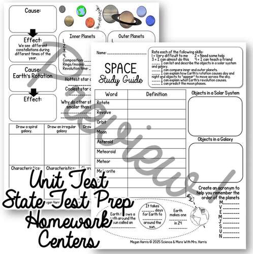 Space Study Guide Review (Print & Digital) by Science & More with Mrs ...