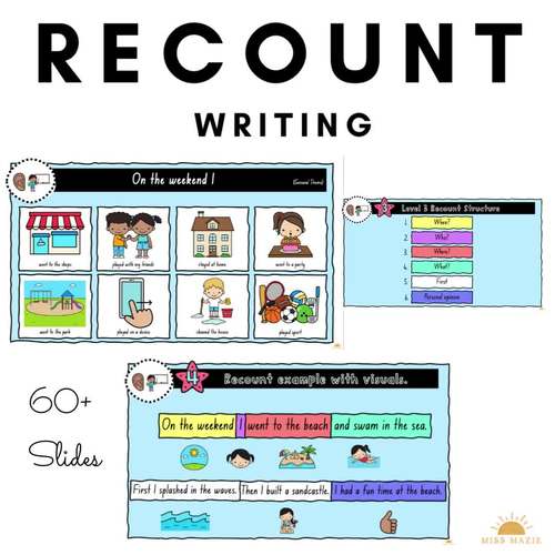 Kindergarten Recount Writing - Differentiated Interactive Lessons - No prep