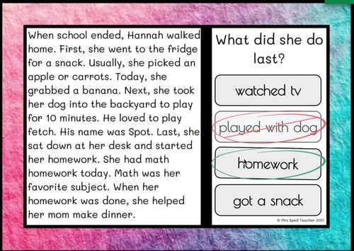 Short Passage Reading Comprehension Boom Cards™ | Deck 17 by Mrs Sped ...