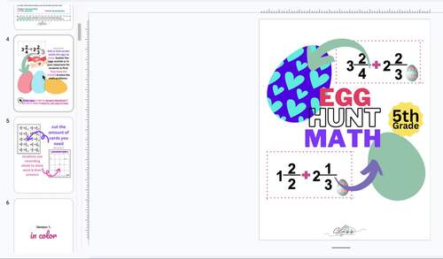 Easter Egg Hunt 5th Grade Math Activity Adding Mixed Numbers and Fractions