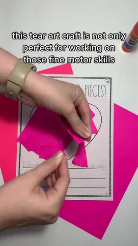 I Love You to Pieces Craft | Heart Tear Art | Fine Motor | Valentines Day