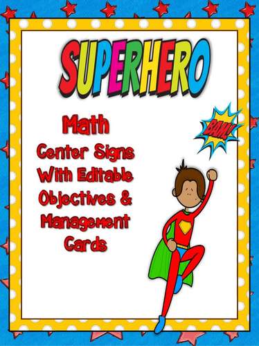 Superhero Math Center Signs With Editable Objectives | Center Posters