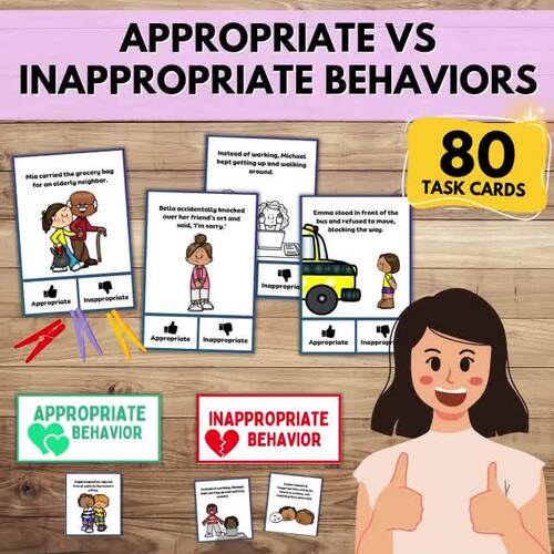 Appropriate vs Inappropriate Behaviors Task Cards Expected vs ...