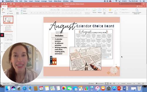 Choice Board for Creativity- summer learning- back to school- AUGUST