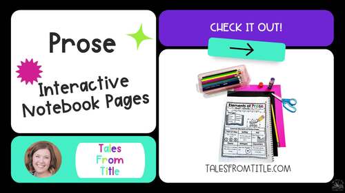 Elements of Prose Interactive Notebook Pages by Tales from Title