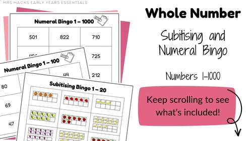 Bingo - Read, Recognise and Subitise - Math Game - Whole Number ...
