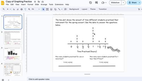 Grade 3 Bar Graph Pictograph and Line Plot with Fractions Digital Resource