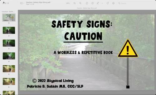 Life Skills: Caution- Safety Signs- A Wordless and Repetitive E-Book ...