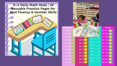 K–3 Spanish Math Mats! 20 Mats for Fact Fluency & More! Bridges/RTI Aligned