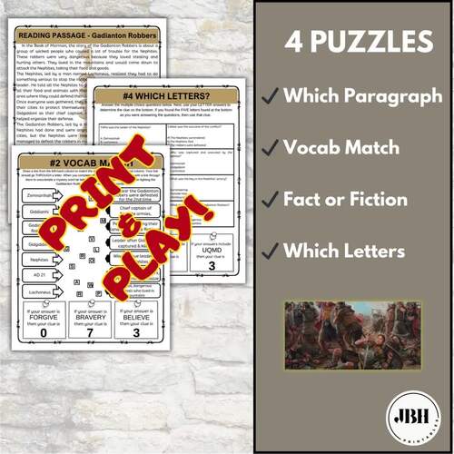 Defeating the Gadianton Robbers Escape Room, Printable Book of Mormon ...