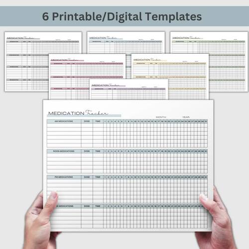 Monthly Medication Tacker, Daily Medication Digital Log by CC Digital ...