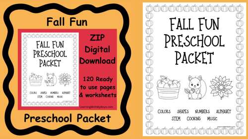 Fall Fun Autumn Preschool / Toddler Math & Literacy Activity Pack ...