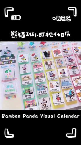 Bilingual Visual Calendar PDF 熊猫班卜主题可视化日历 | 汉字+英文+拼音 | TPT
