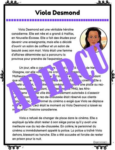 Mois de l'histoire des Noirs Viola Desmond by Franco Resources | TPT