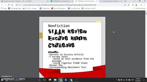 Reading Test Review: Nonfiction Escape Room Challenge! by TeachRamos