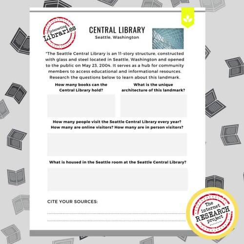 Libraries Internet Research Worksheets for Middle and High School Webquest